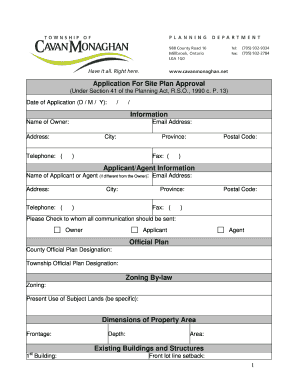 Fillable Online Application for Site Plan Approval (Modified July 2013 ...