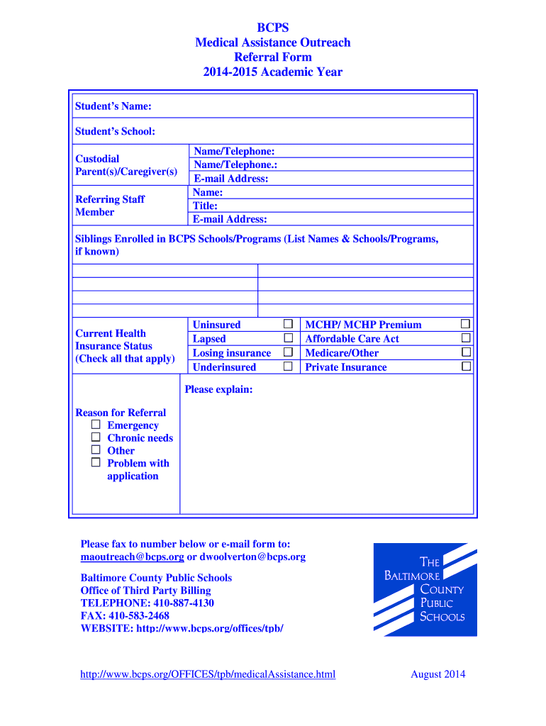 Fillable Online bcps Referral Form - Baltimore County Public Schools ...