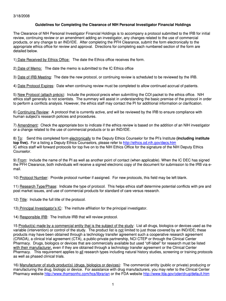 Fillable Online genome Guidelines for Completing the Clearance of NIH ...