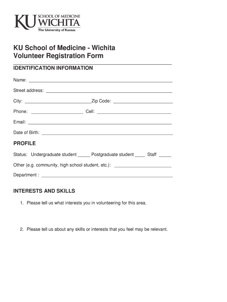 Fillable Online wichita kumc KU School of Medicine - Wichita Volunteer ...