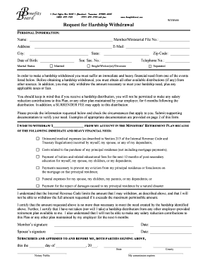 Fillable Online Request for Hardship Withdrawal - Benefits Board Fax ...