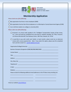 Fillable Online ITS New Jersey MEMBERSHIP APPLICATION Fax Email Print ...