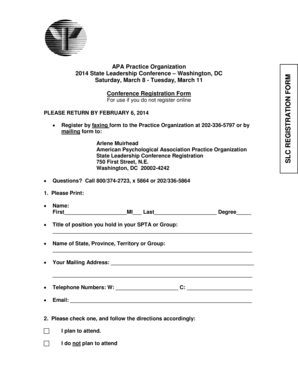 Fillable Online Registration Form - APA Practice Organization Fax Email Print - pdfFiller