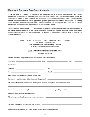 Fillable Online cnhkiwanis Club and Division Brochure Awards CLUB ...