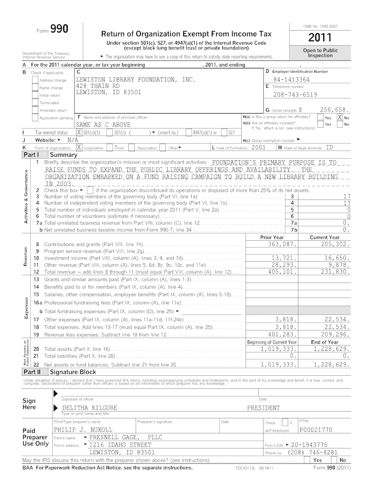 Fillable Online lewistonlibraryfoundation Complete Return for 0622-009 ...