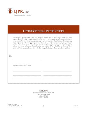 Fillable Online LETTER OF FINAL INSTRUCTION Fax Email Print - pdfFiller