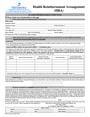 Fillable Online HRA Non-Recurring Claim Form Fax Email Print - pdfFiller