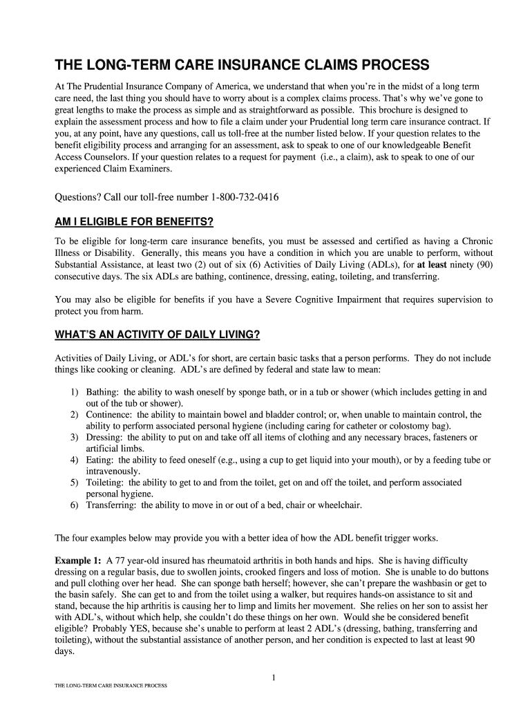 Fillable Online THE LONG-TERM CARE INSURANCE CLAIMS PROCESS Fax Email ...