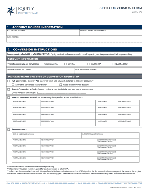Fillable Online Equity Institutional Roth Conversion Form Fax Email Print - pdfFiller