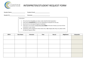 Fillable Online INTERPRETER/STUDENT REQUEST FORM Fax Email Print ...