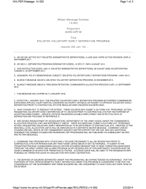 Fillable Online MILPER Message: 14-002 Fax Email Print - pdfFiller