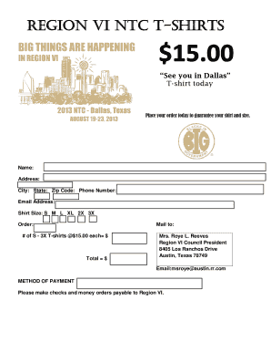 Fillable Online bignet REGION VI NTC T-shIRTs Fax Email Print - pdfFiller