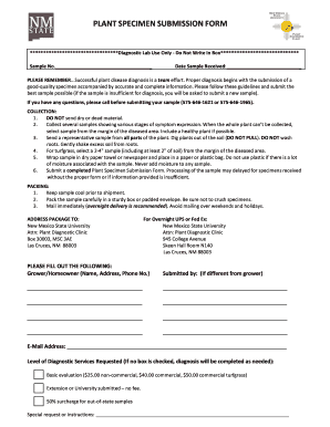 Fillable Online aces nmsu Plant specimen submission form - New Mexico ...