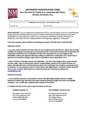 Fillable Online aces nmsu ARTHROPOD IDENTIFICATION FORM - New Mexico State University Fax Email ...