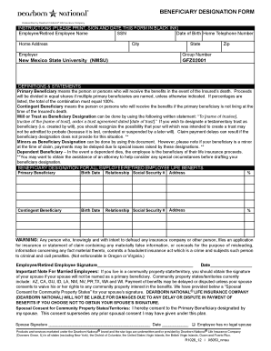 Fillable Online Beneficiary designation form - Benefits - New Mexico ...