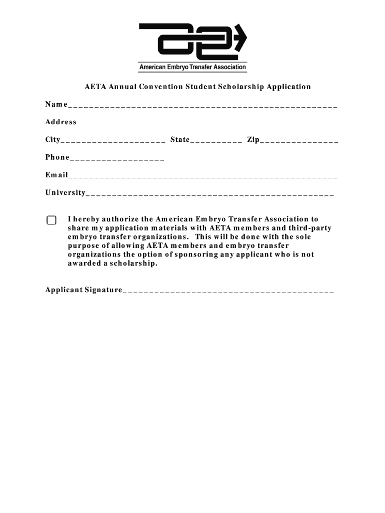 Fillable Online aeta Student Scholarship Instructions and bApplicationb ...