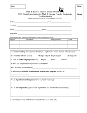 Fillable Online instructional1 calstatela MSTI stipend form - Cal State LA - Instructional Web ...