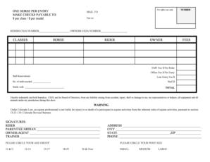 Fillable Online CHJA Horse Show Entry Form Fax Email Print - pdfFiller