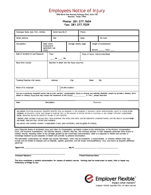 Fillable Online Employees Notice of Injury - Employer Flexible Fax ...