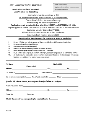 Fillable Online AS Book Boucher Application Fall 2012 (pdf) Fax Email ...