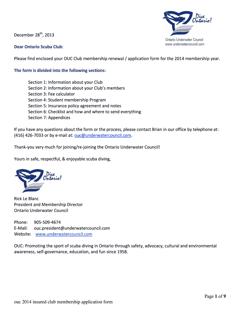 Fillable Online Past President. OUC Insured Club Membership Application ...