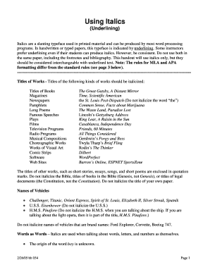 Fillable Online Using Italics Fax Email Print - pdfFiller