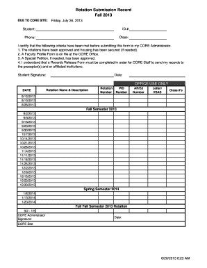 Fillable Online oucom ohiou Rotation Submission Record Fax Email Print ...