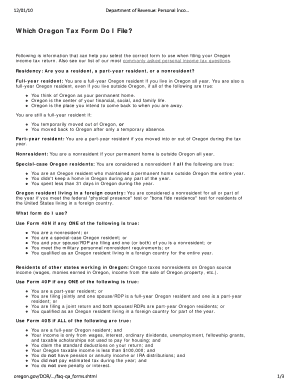 Fillable Online Department of Revenue: Personal Income Tax Which Oregon ...