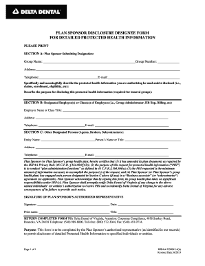 Fillable Online HIPAA Form - Delta Dental of Virginia Fax Email Print ...