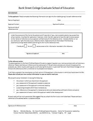 Fillable Online pnwboces Reference Form for the Early Childhood Special ...