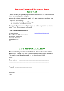 Fillable Online dur ac Gift Aid form - Durham University - dur ac Fax ...