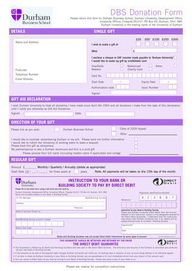 Fillable Online dur ac DBS Donation Form - Durham University - dur ac ...