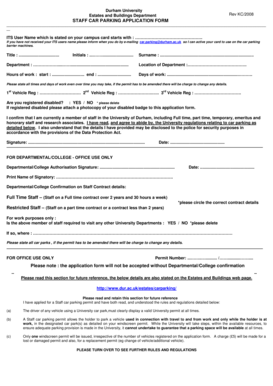 Fillable Online dur ac STAFF CAR PARKING APPLICATION FORM Please note ...