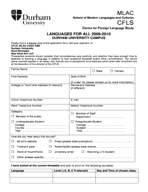Fillable Online dur ac LFA application form 09-10.doc. Kinship form ...