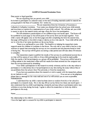 Fillable Online Sample Parental Consent Form - University Research - University of ... Fax Email ...
