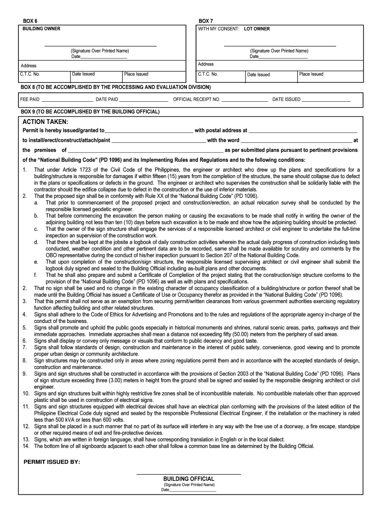 Fillable Online imus gov BUILDING OWNER LOT OWNER WITH MY CONSENT ...