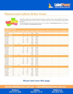 Fillable Online Fluorescent Labels Order Form - Label Power Australia ...