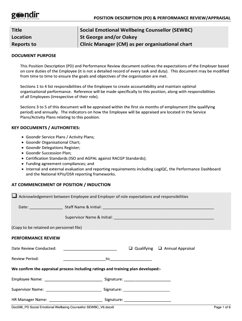 Fillable Online goondir org POSITION DESCRIPTION (PD) & Fax Email Print ...