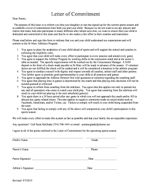 Fillable Online stmaryschoolpinckney Letter of Commitment - St. Mary ...