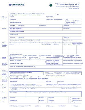 Fillable Online veritas YEL Insurance Application - Veritas ...