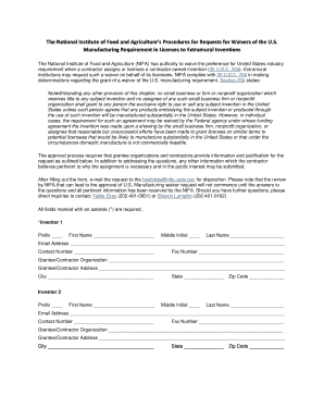 Fillable Online nifa usda Federal Manufacturing Waiver Request Formdocx ...