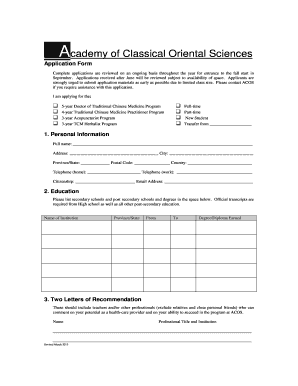 Fillable Online acos Application form-revised-Mar13 - acos Fax Email ...