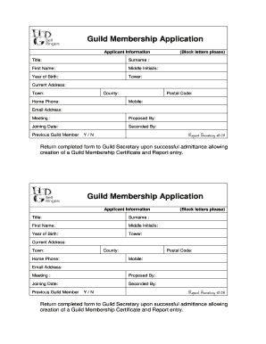 Fillable Online hdgb Guild Membership Application - hdgb.org Fax Email ...