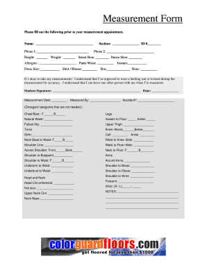 Fillable Online Measurement Form - Colorguard Floors Fax Email Print ...
