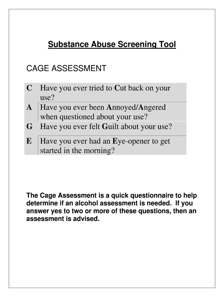 Fillable Online Substance Abuse Screening Tool Fax Email Print - pdfFiller