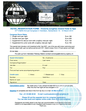 Fillable Online Hotel Reservation Form - IH&RA Fax Email Print - pdfFiller