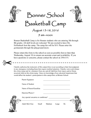 Fillable Online bonner k12 mt BBonnerb School Basketball Camp - bonner ...