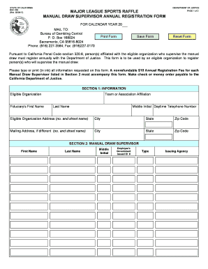 Fillable Online oag ca BGC 202 Major League Sports Raffle Manufacturer ...