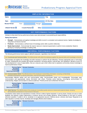 Fillable Online hr ucr Probationary Progress Appraisal Form Fax Email Print - pdfFiller