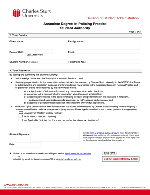 Fillable Online futurestudents csu edu Associate Degree in Policing Practice Student Authority ...